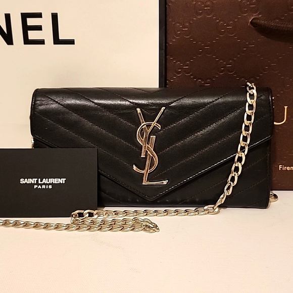 Yves Saint Laurent | Bags | Ysl Lambskin Leather Flap Crossbody Purse ...